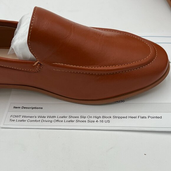Shoes | Fowt Coffe Wide Width Loafer Shoes Slip On Block Stripped Heel ...